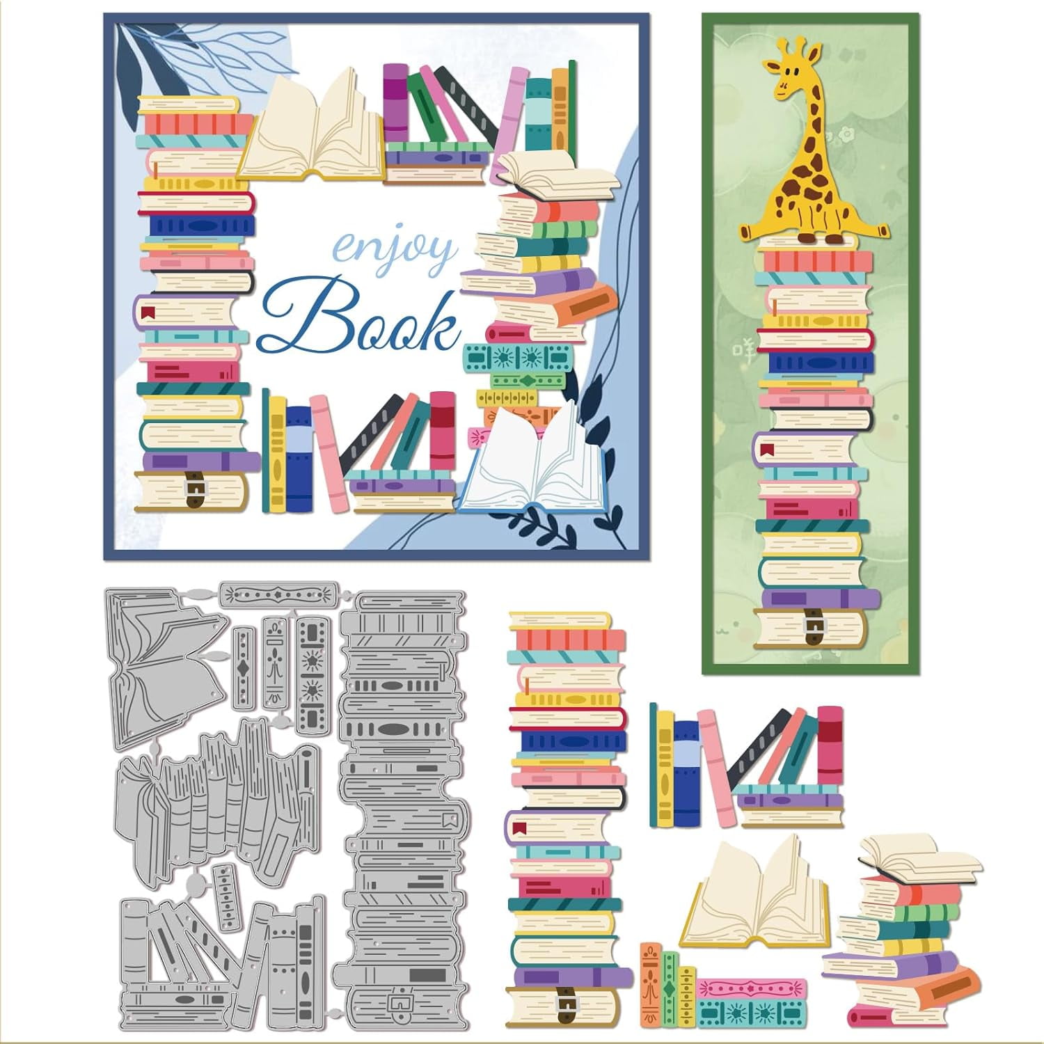Stacked Books Cutting Dies Metal Retro Layered Book Backgrounds Frame ...