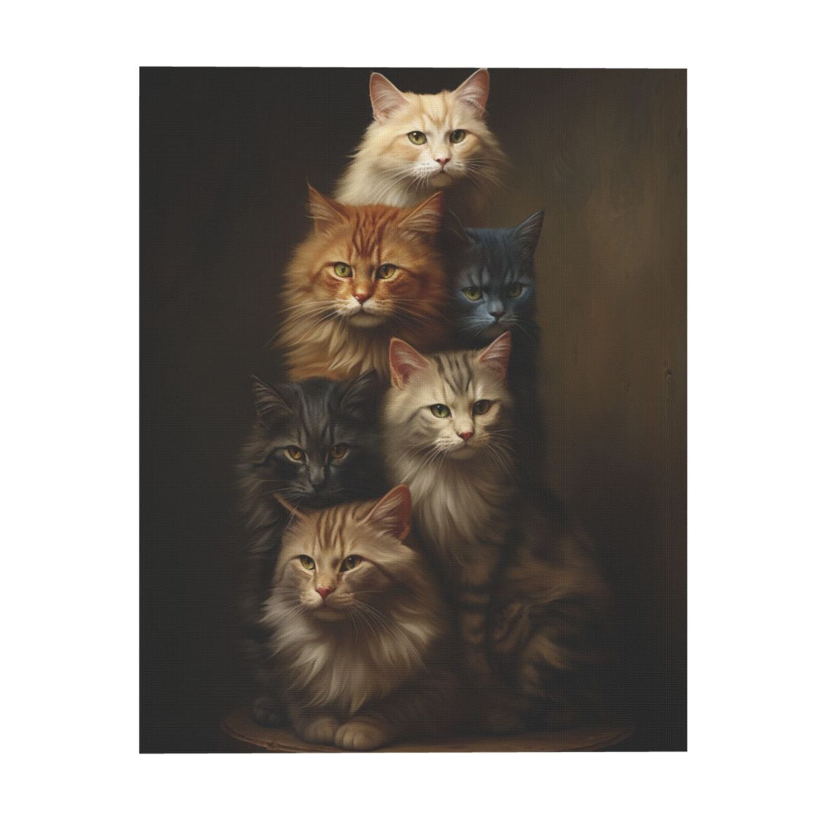 Stacked Cats Animal Cats (2) Canvas Frameless Painting Wall Art ...