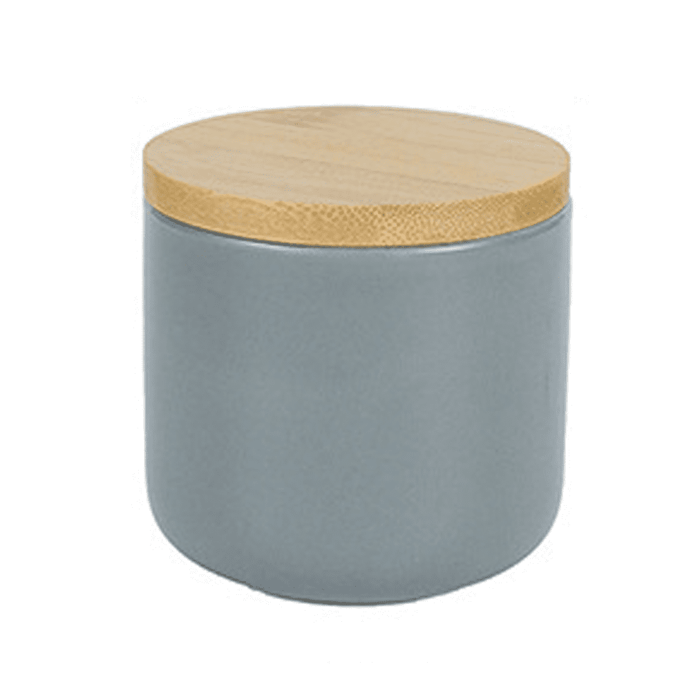 Stacked Ceramic Salt Pepper Container with Wooden Lid, Salt Box for ...