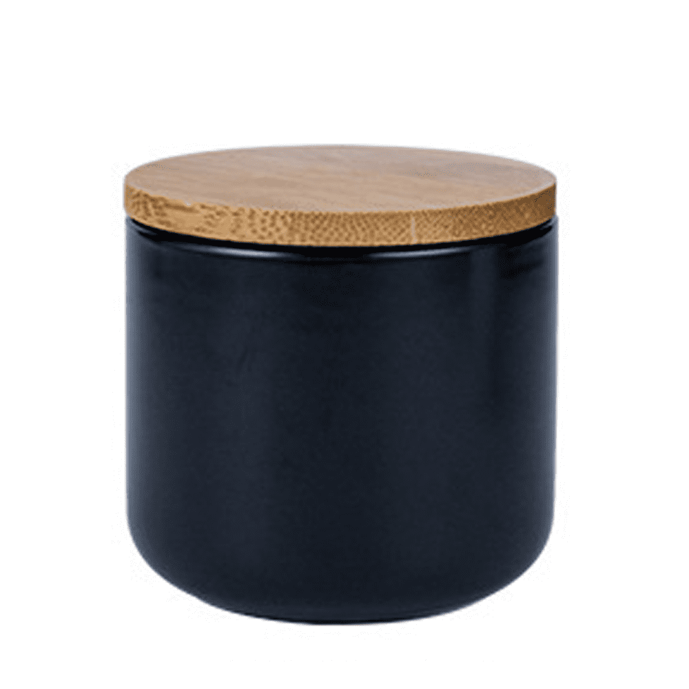 Stacked Ceramic Salt Pepper Container with Wooden Lid, Salt Box for ...