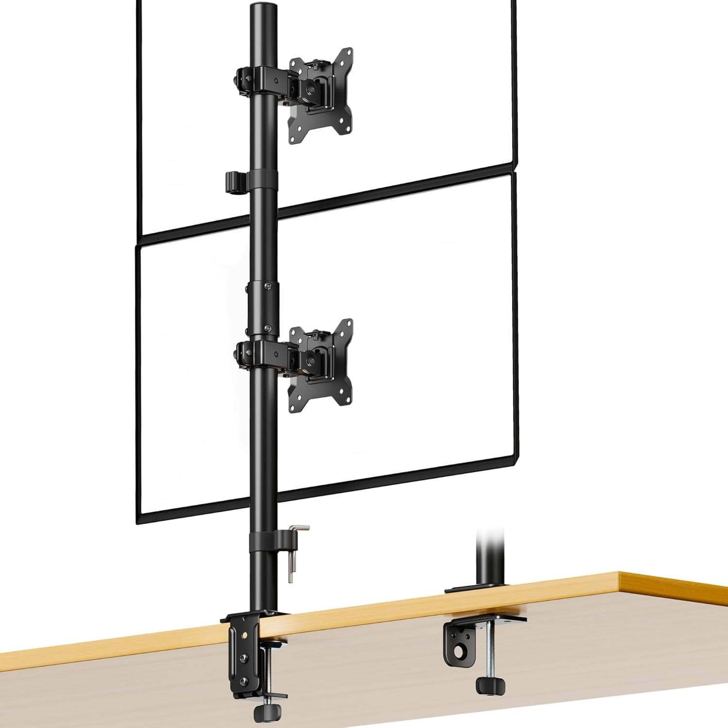 Stacked Desk Stand for Two 17-32 inch Screens, Full Motion Arm with ...