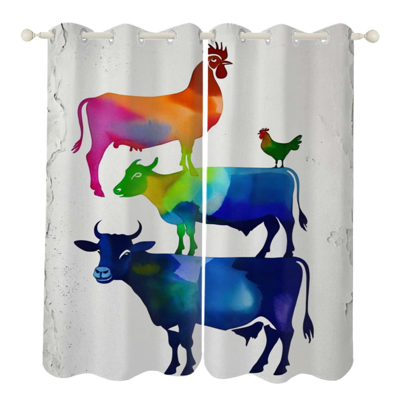 Stacked Farm Animals Art Sunshade Curtains Home Bedroom Living Room ...