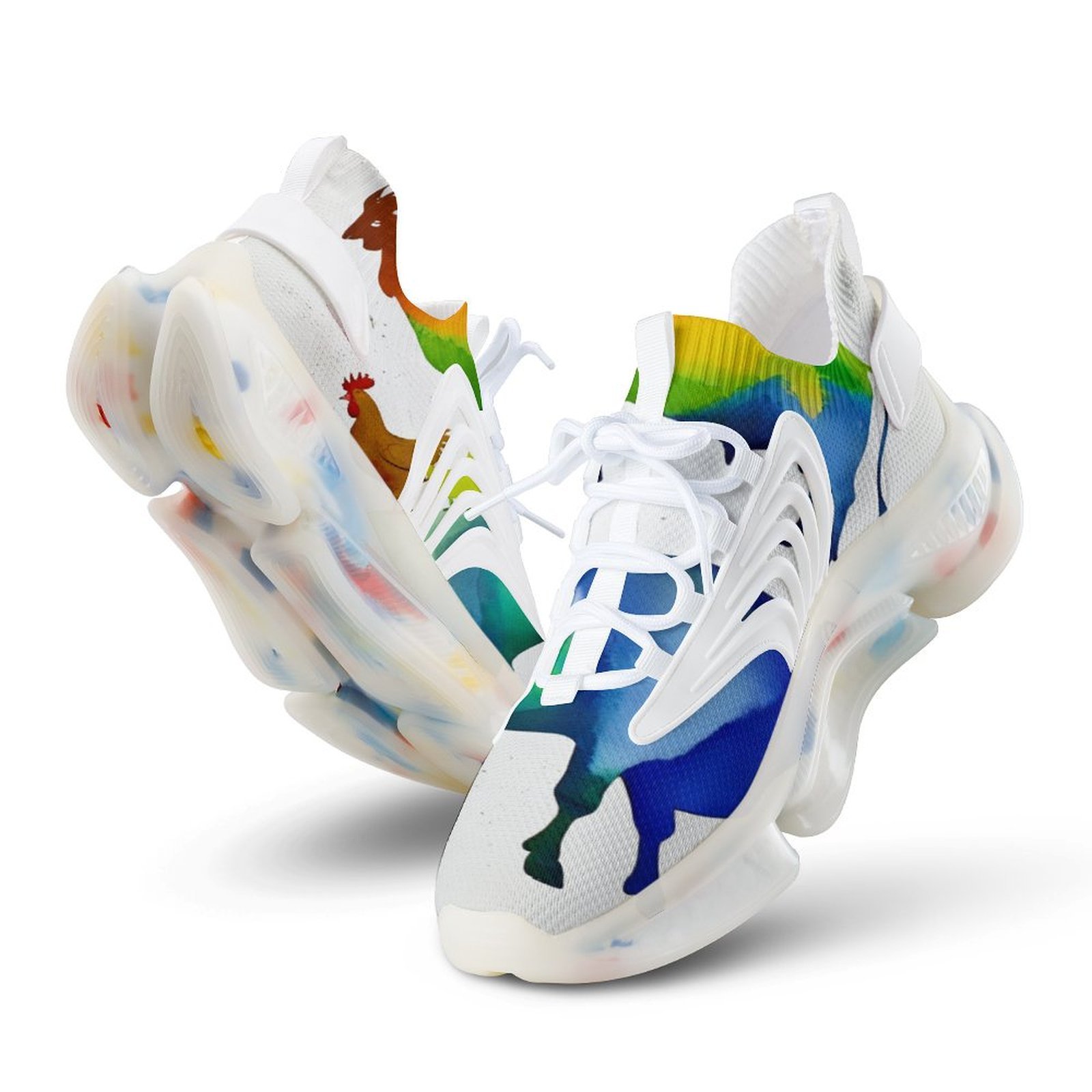 Stacked Farm Animals Art Walking Shoes for Men Woman Lightweight Tennis ...