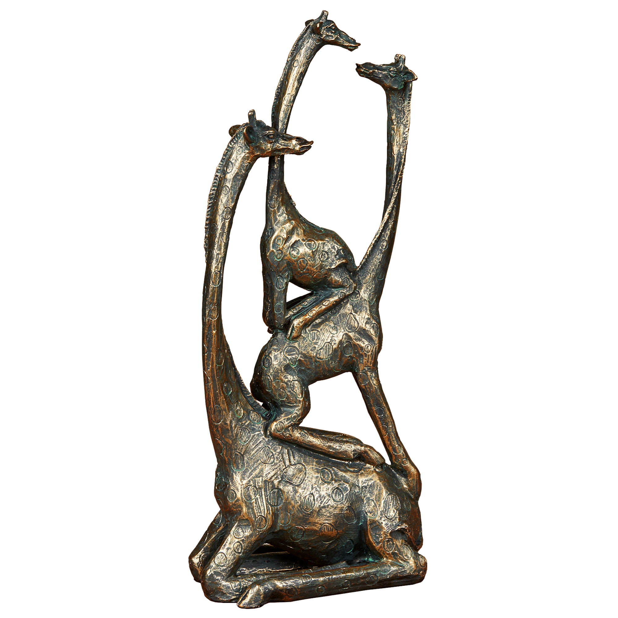 Stacked Giraffe Tower Table Sculpture Bronze and Gold, 14 Inches High ...