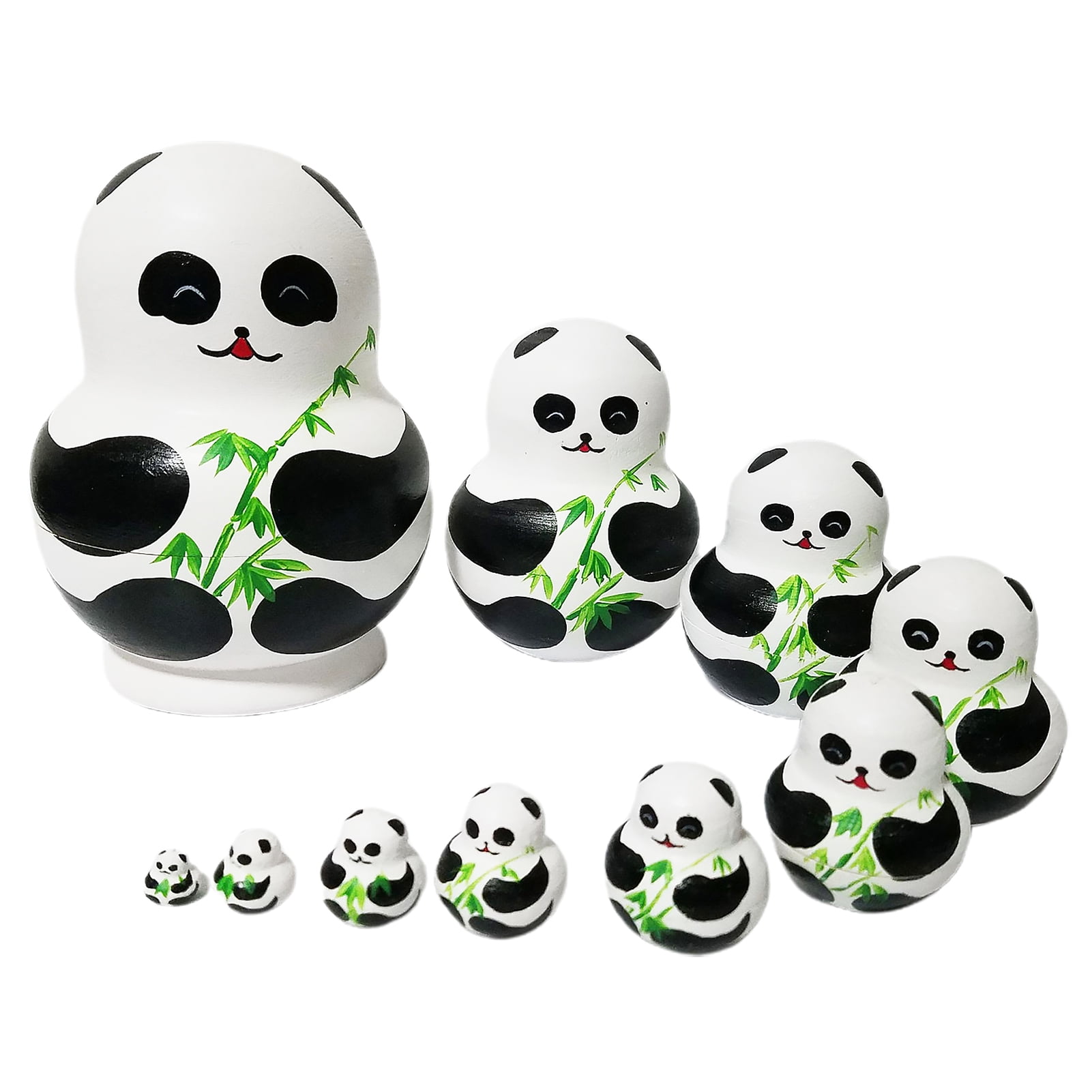 Stacked Panda Russian Matryoshka Doll Set Handmade Panda Ornaments ...