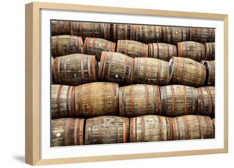 Stacked Pile of Old Whisky and Wine Wooden Barrels, Framed Art Print ...