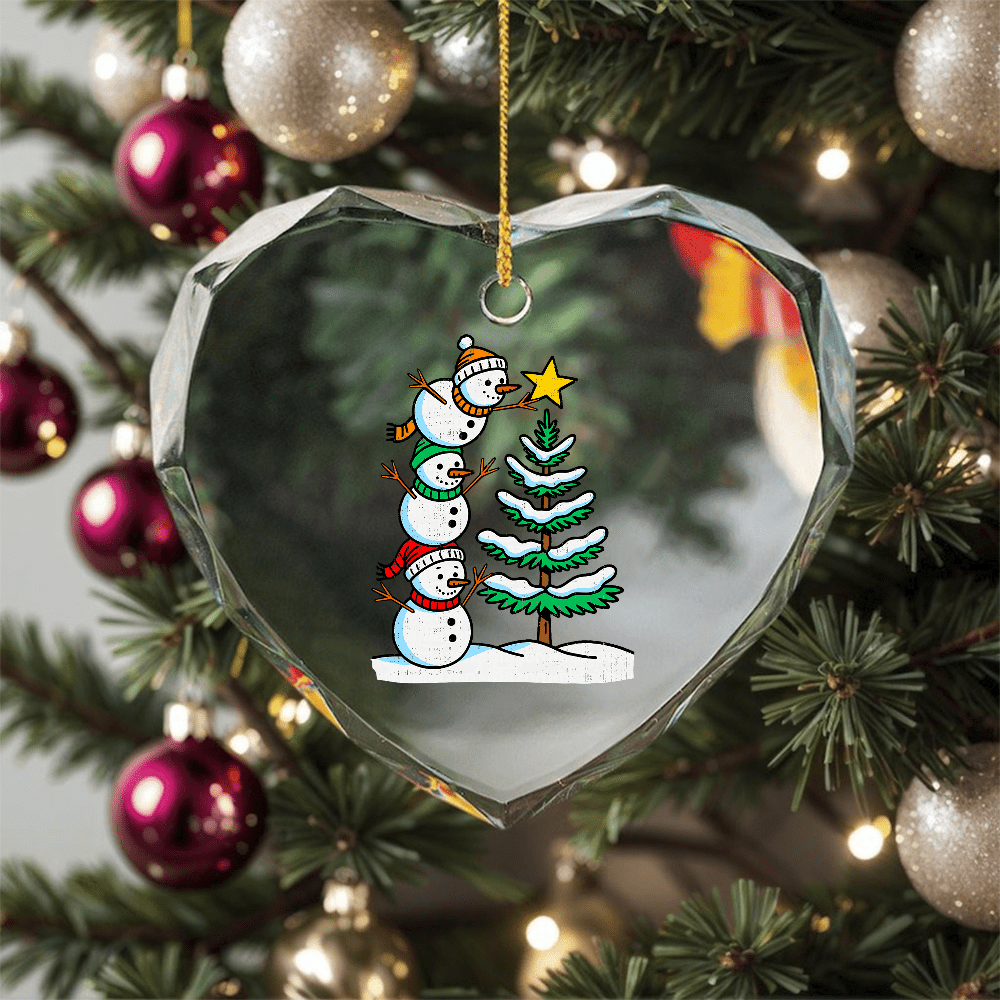 Stacked Snowmen Tree Men Ornament Home Decoration, Crystal Glass ...