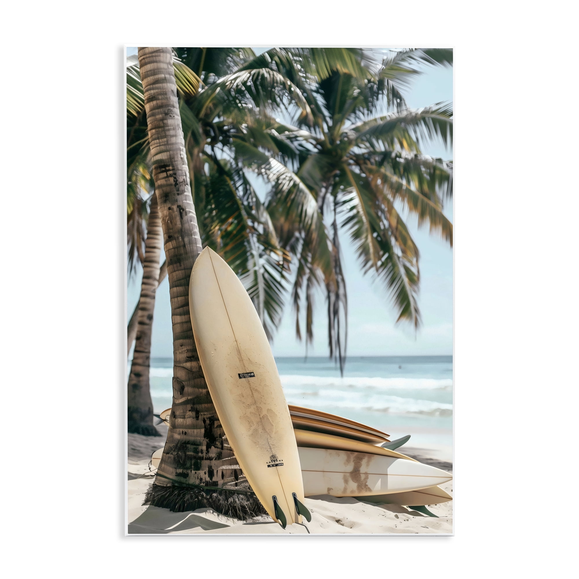 Stupell Industries Stacked Surfboards & Palm Tree Wall Plaque Art ...