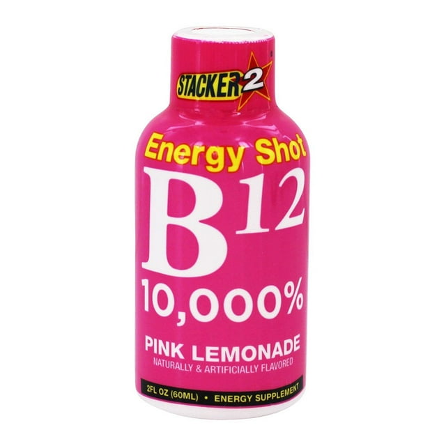 Stacker 2 - B12 10,000% Energy Shot Pink Lemonade - 2 fl. oz. - Walmart.com