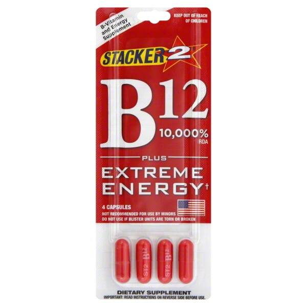 Stacker 2 B12 Plus Extreme Energy Supplement Capsules, 4 Count ...