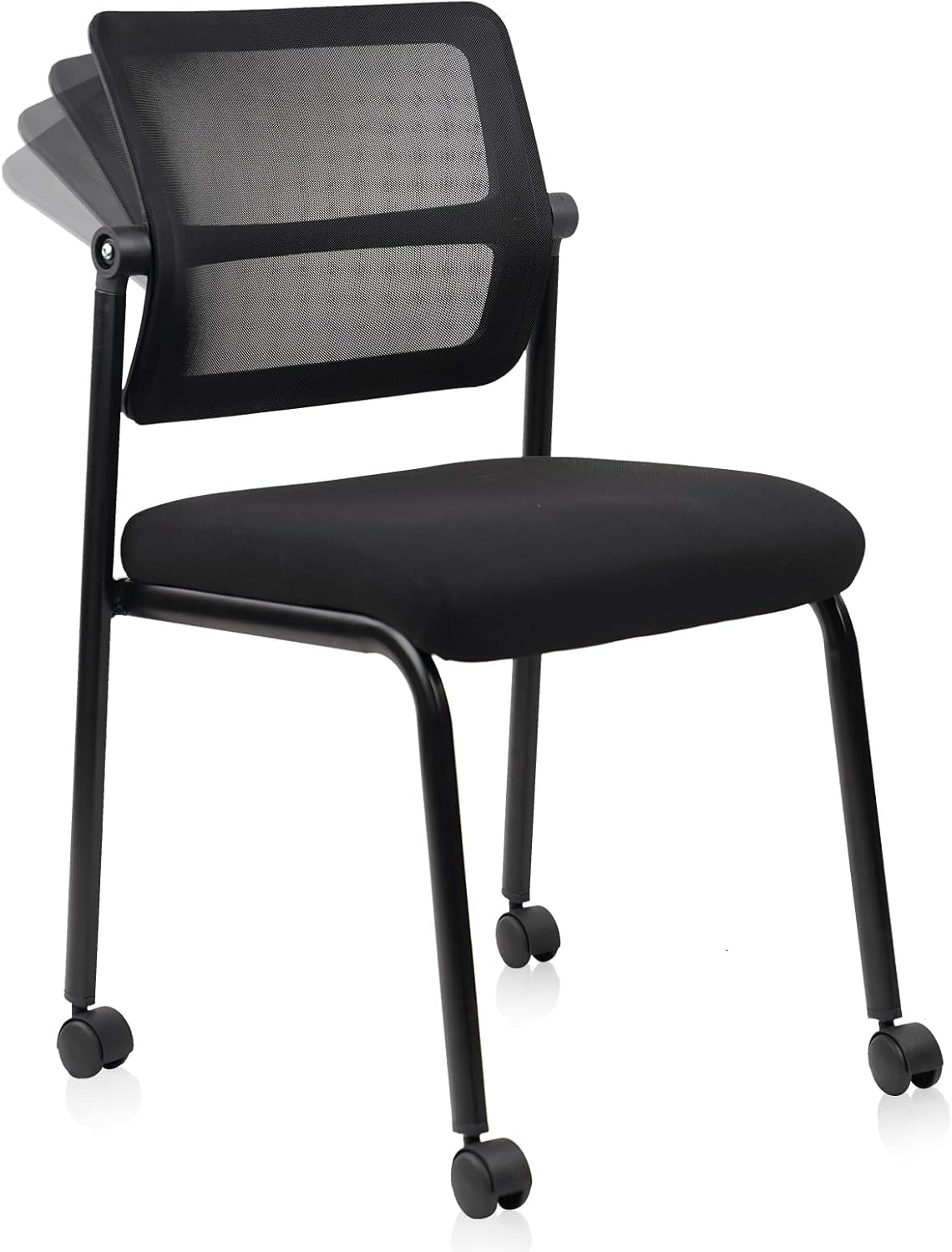 Stacking Armless Office Waiting Room Chair with Wheels, Stackable Mesh ...