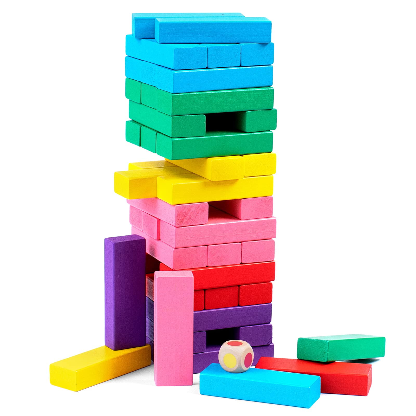 Stacking Board Game,Colored Wooden OIF8 Stacking Game,48PCS Tumble ...