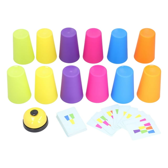 Stacking Cups Game Set Picture Cards Colorful Stack Cups Early ...