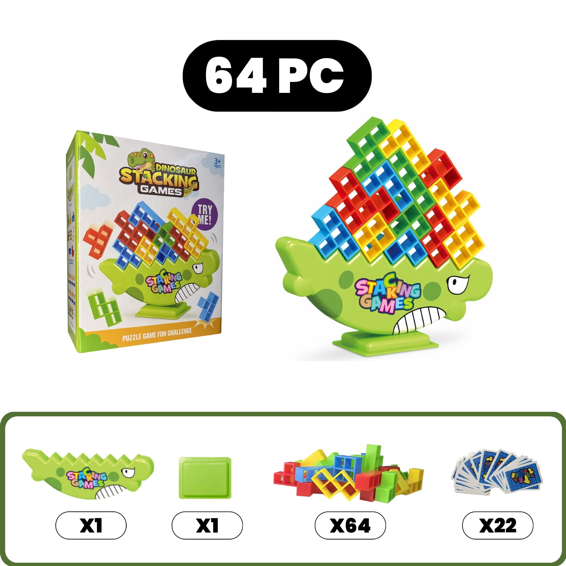 Stacking Game Dinosaur building blocks party game toy Stacked High ...