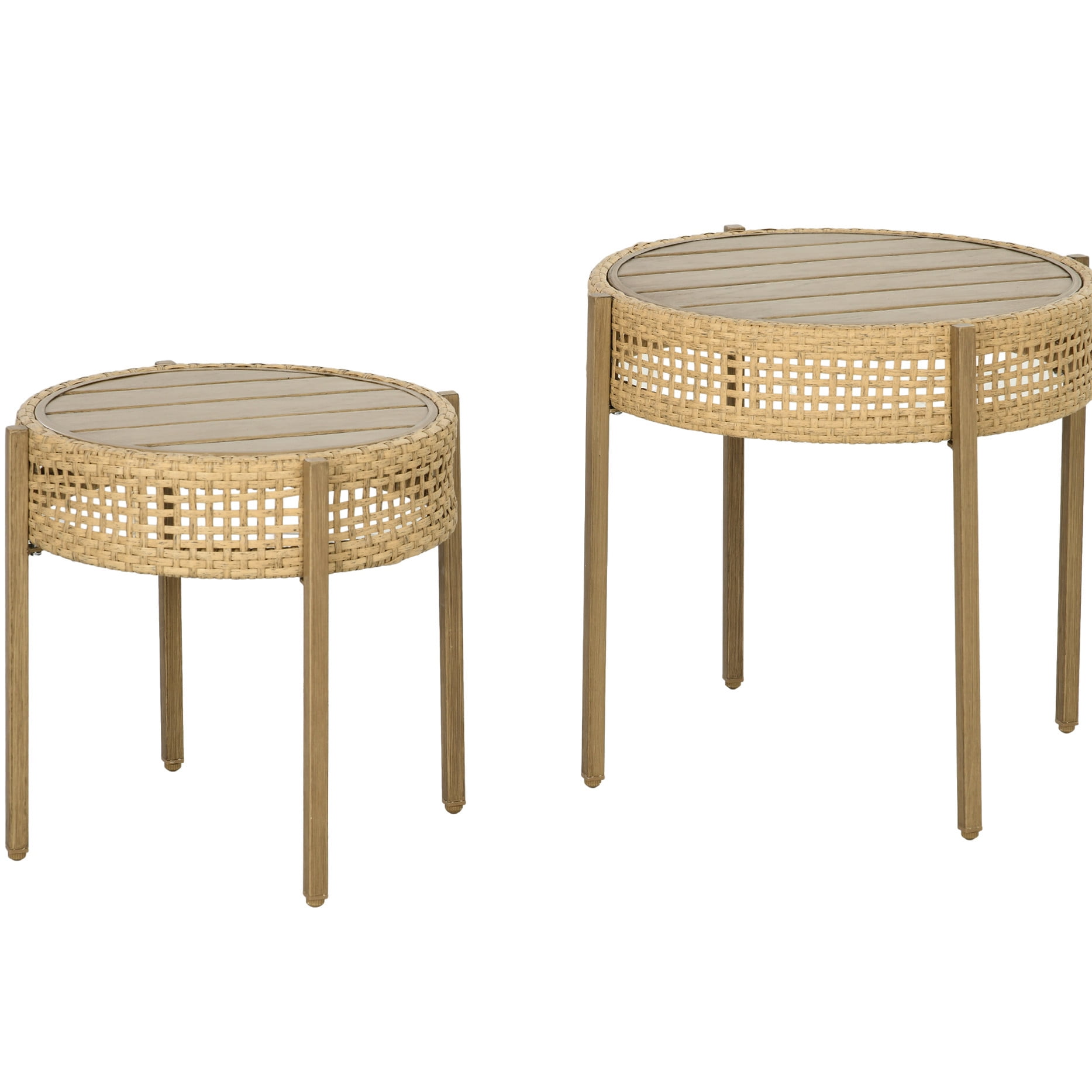 Stacking PE Wicker Patio Tables - Nesting Design for Open Floor Plan ...