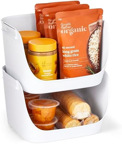 Stacking Pantry Bins, 2-Pack, Stackable Storage Basket Organizers for ...
