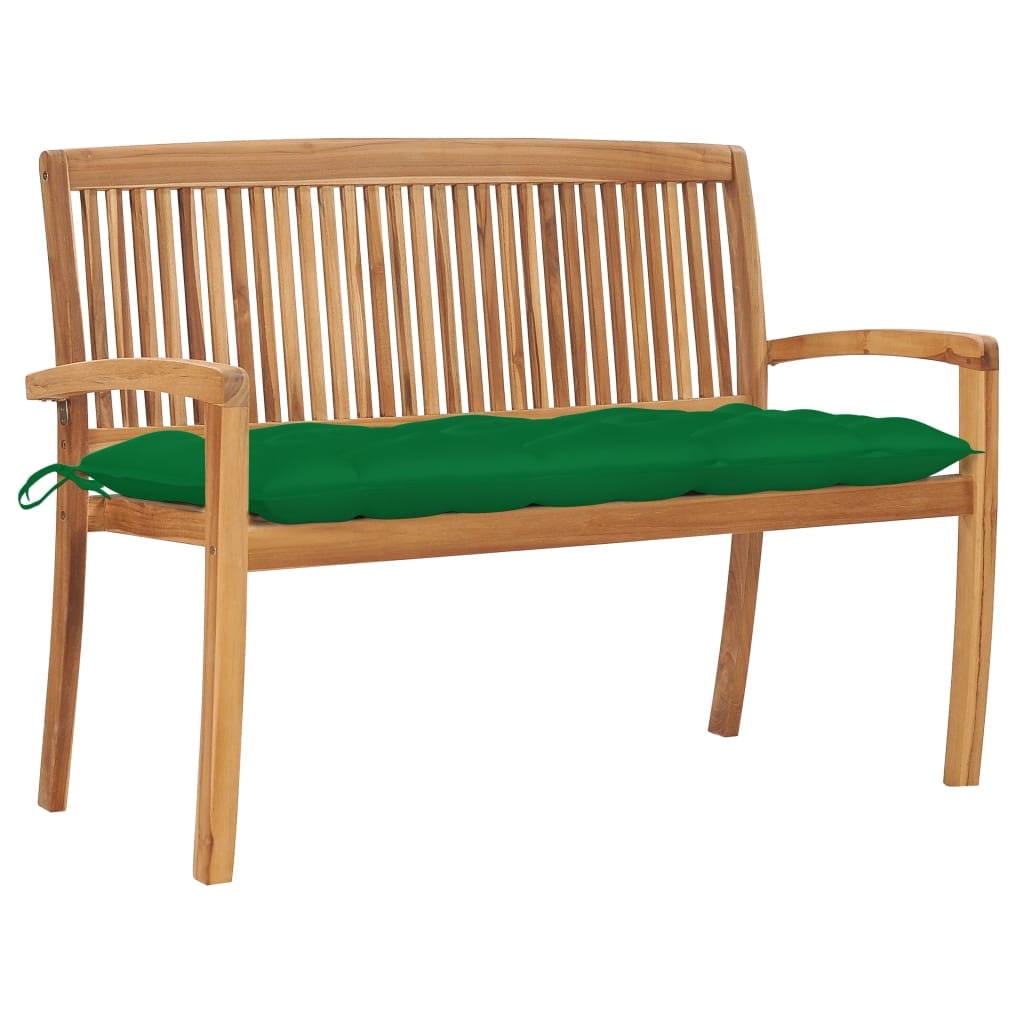 Stacking Patio Bench with Cushion 50.6" Solid Teak Wood - Walmart.com