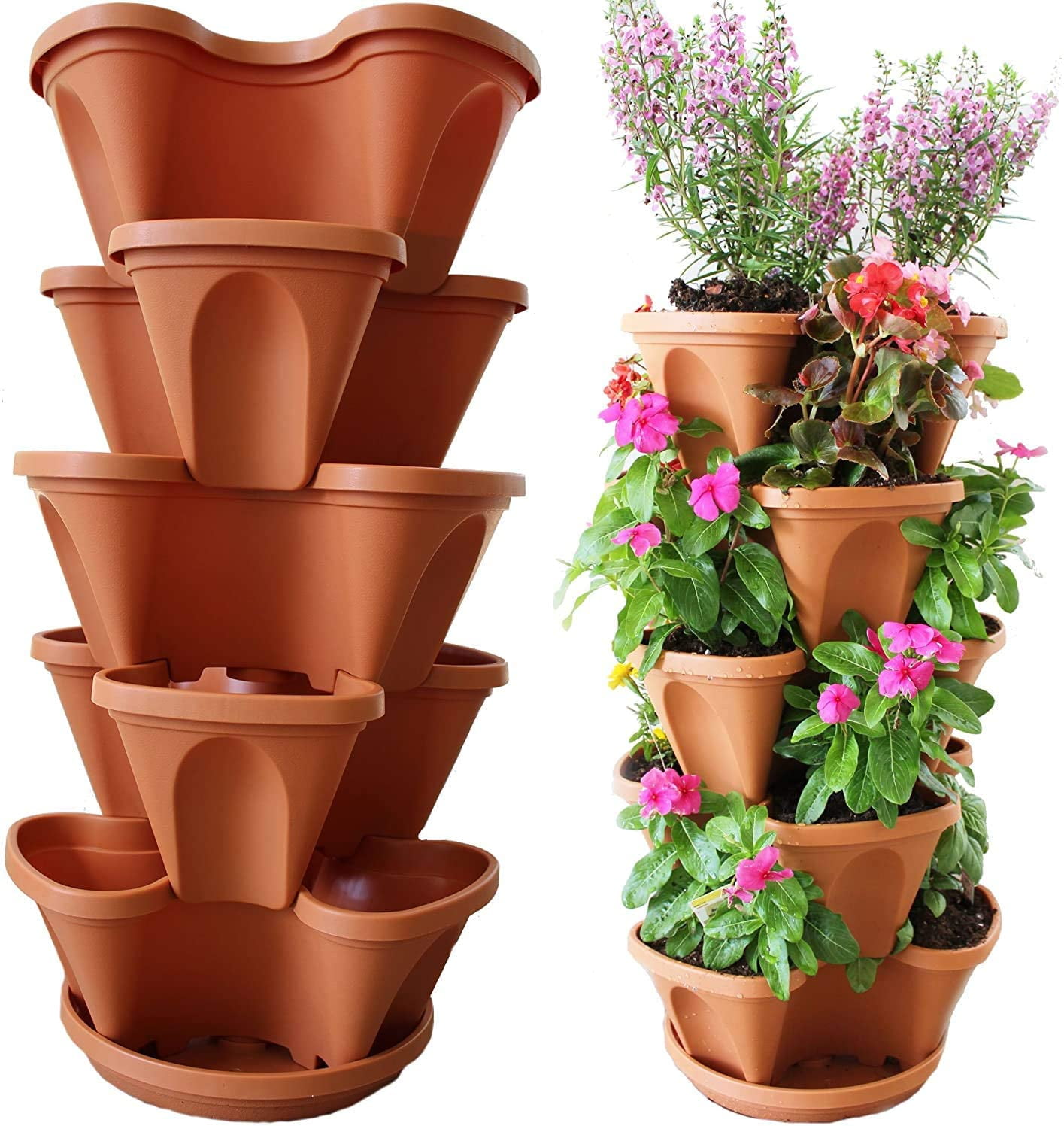 5 Tier Stacking Planters - Strawberry, Herb & Vegetable Planter ...