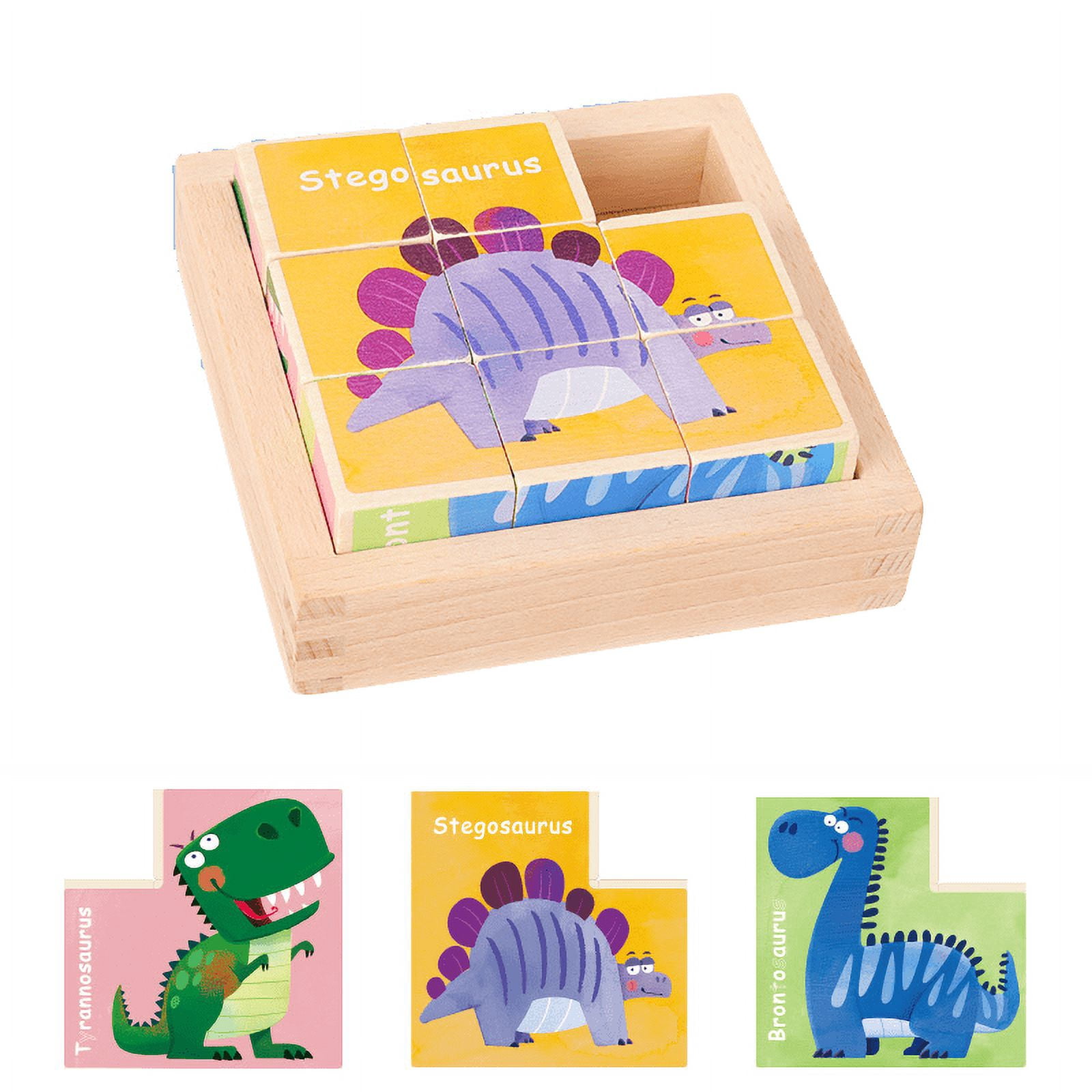 Stacking Rainbow Wooden Block Puzzle Playset: Educational 3D Farm ...
