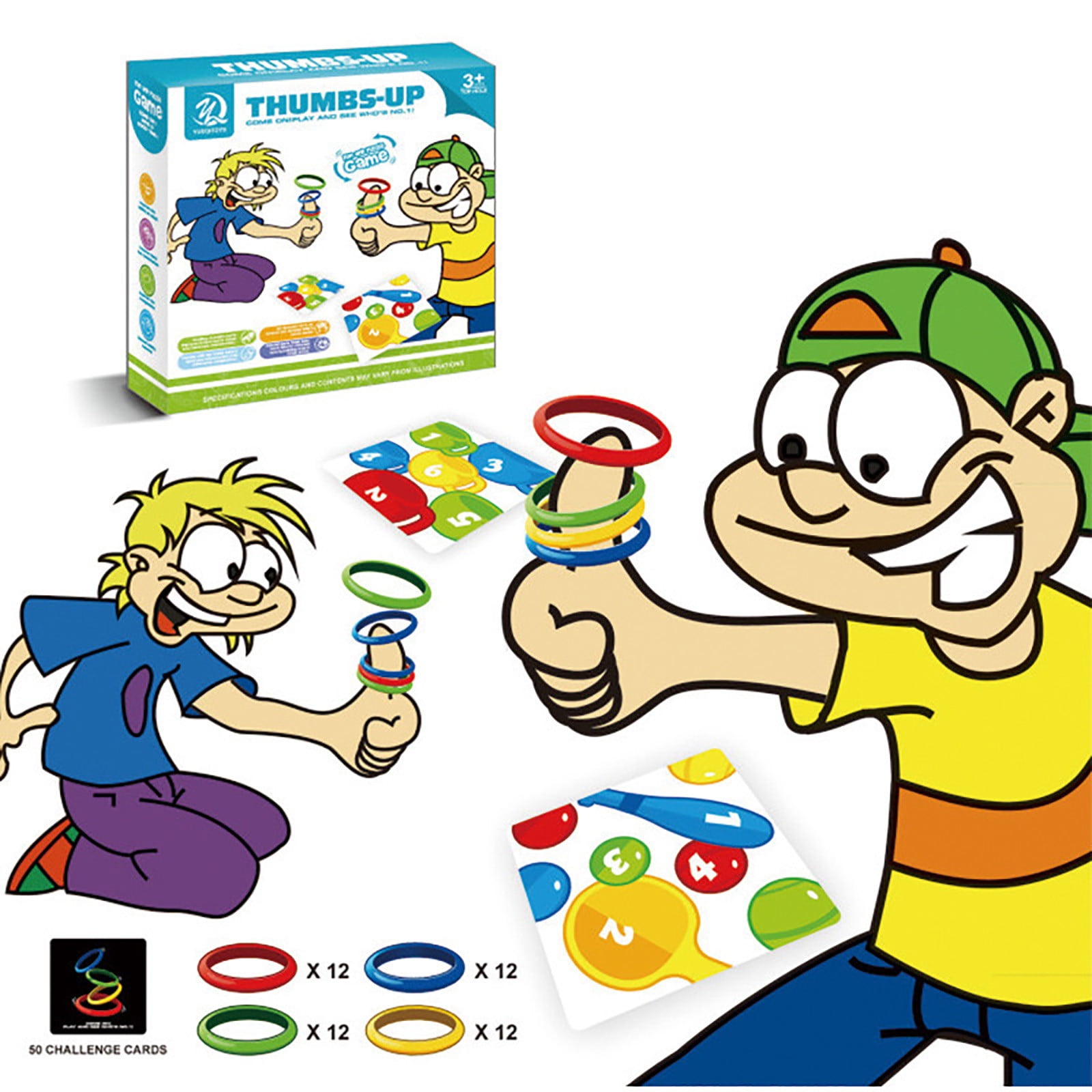 Stacking Rings Matching Game - 48 Rings & 50 Cards for 2-6 Players Ages ...