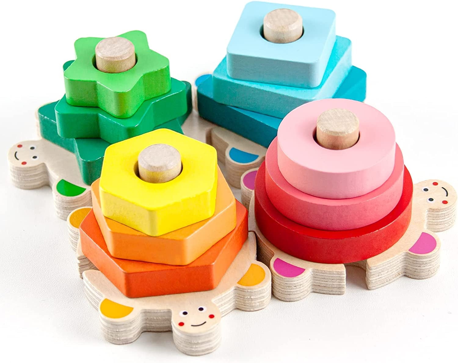 Stacking Toys for Kids Montessori Shape Sorter Toys Wooden Block ...
