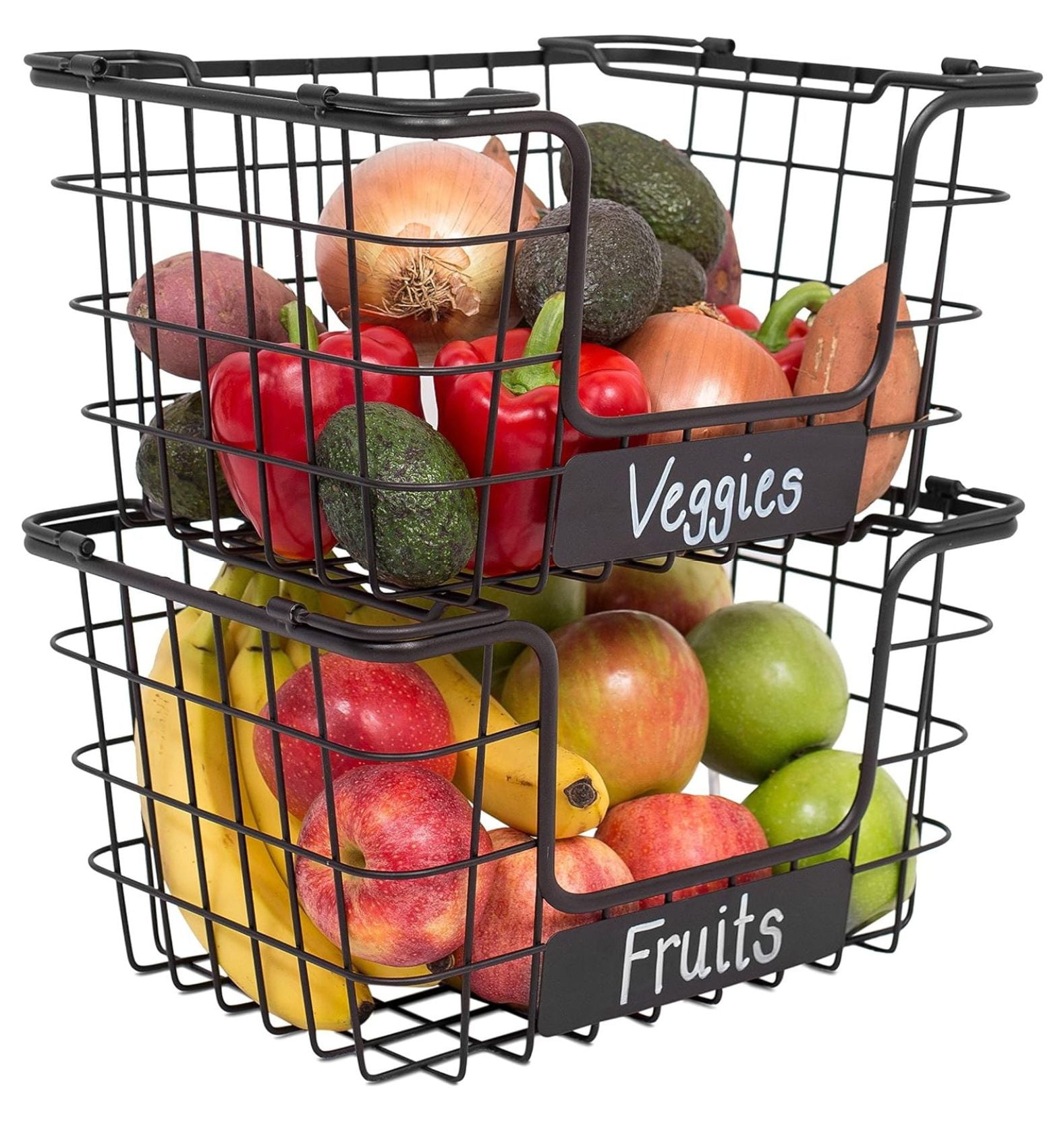 Stacking Wire Market Baskets with Chalk Label - Set of 2 - Fruit ...