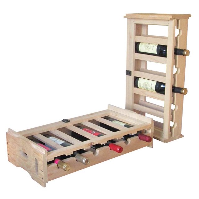 Stacking Wooden 6 Bottle Wine Organizer - Set of 2 - Walmart.com