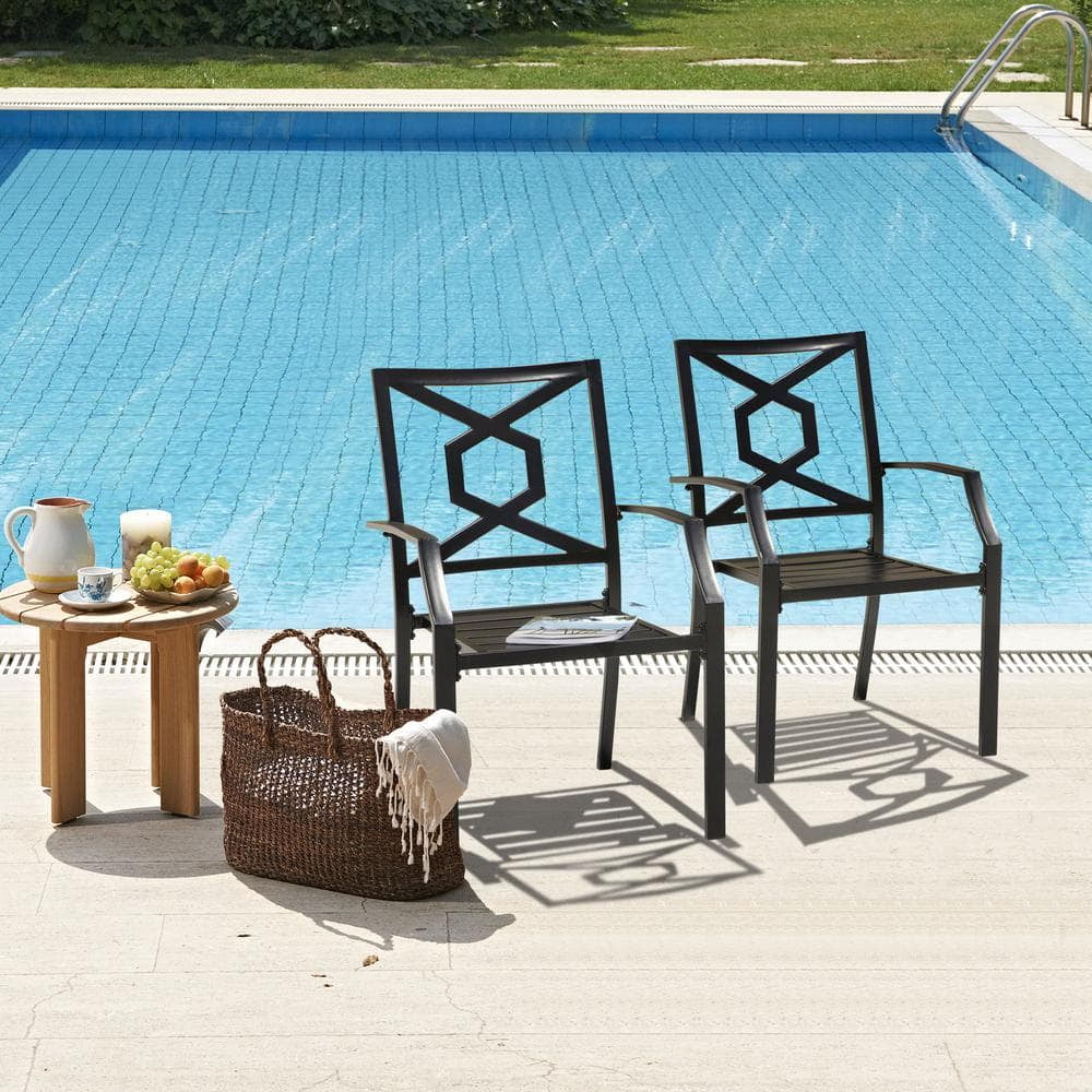 Stacking Wrought Iron Outdoor Patio Bistro Chair (2-Pack) - Walmart.com