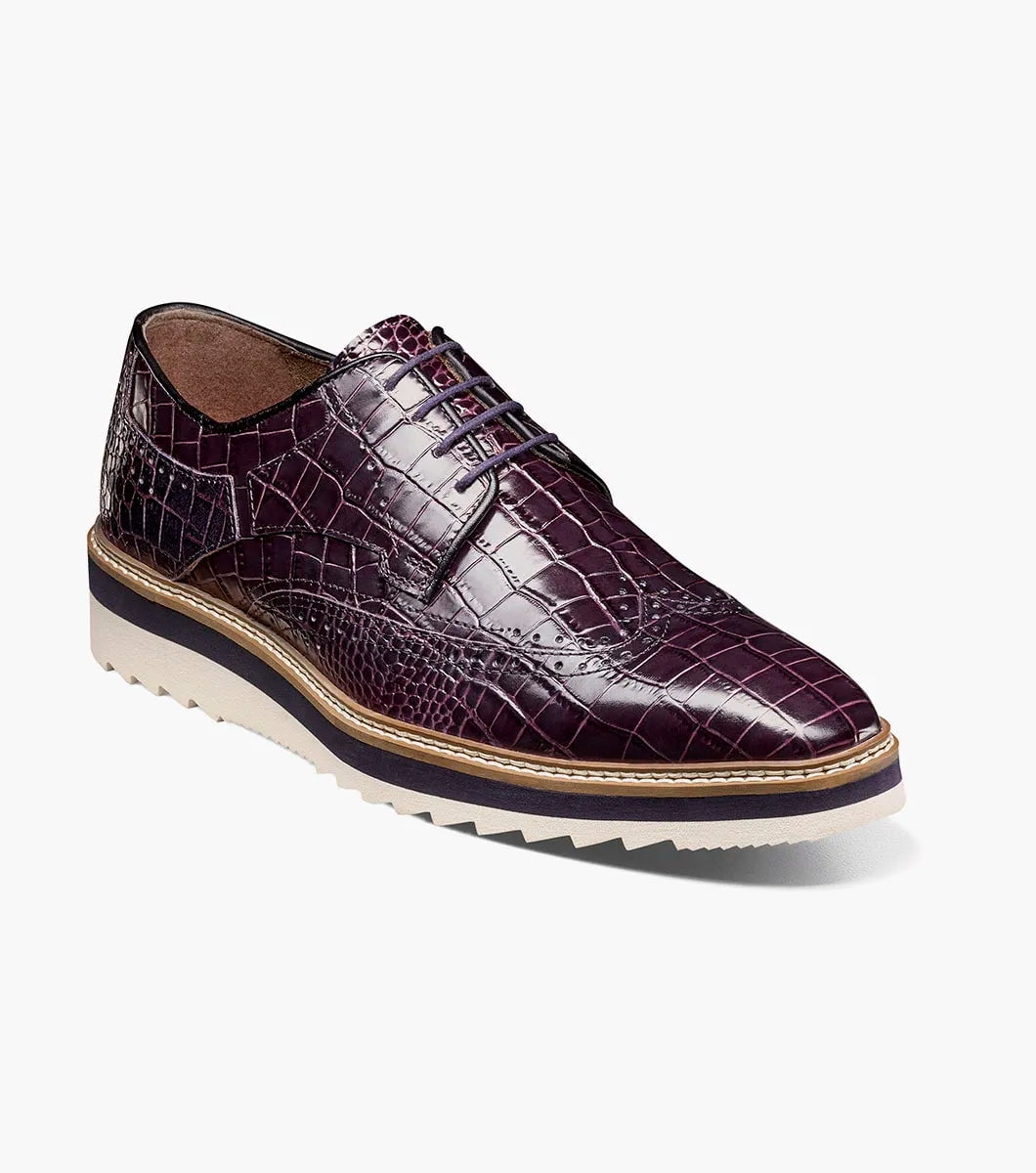 Stacy Adams Alario Wingtip Oxford Croco Leather Shoes Purple 25725-542 ...