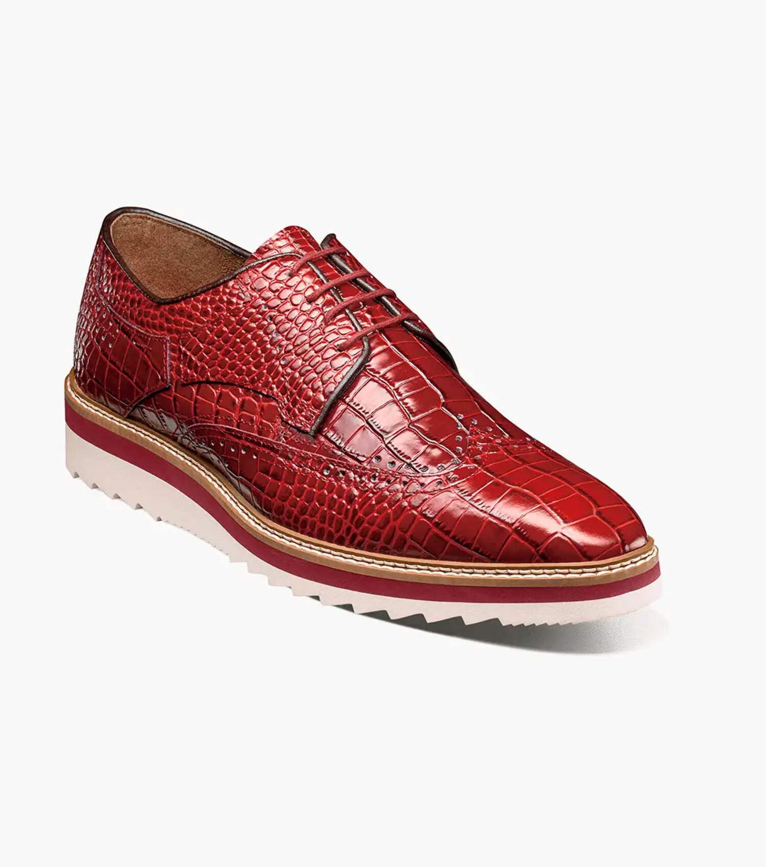 Stacy Adams Alario Wingtip Oxford Croco Leather Shoes Red 25725-600 ...