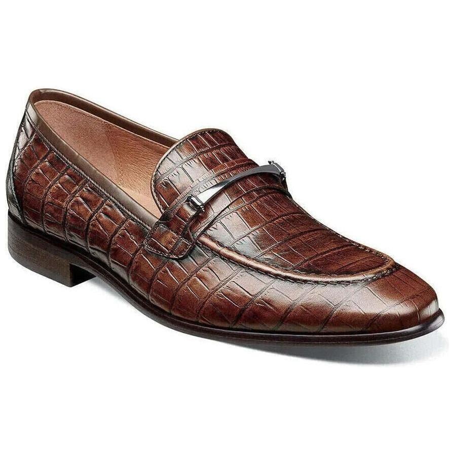 Stacy Adams Ferdinand Moc Toe Bit Slip On Dressy Men's Shoes Cognac ...