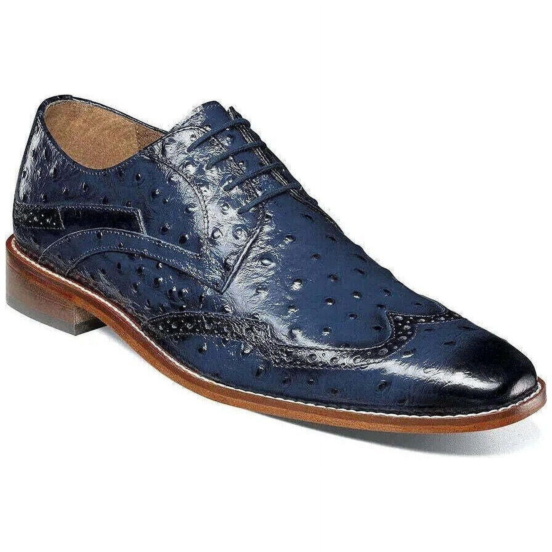 Stacy Adams Gennaro Wingtip Oxford Ostrich Print Leather Blue 25537-400 ...