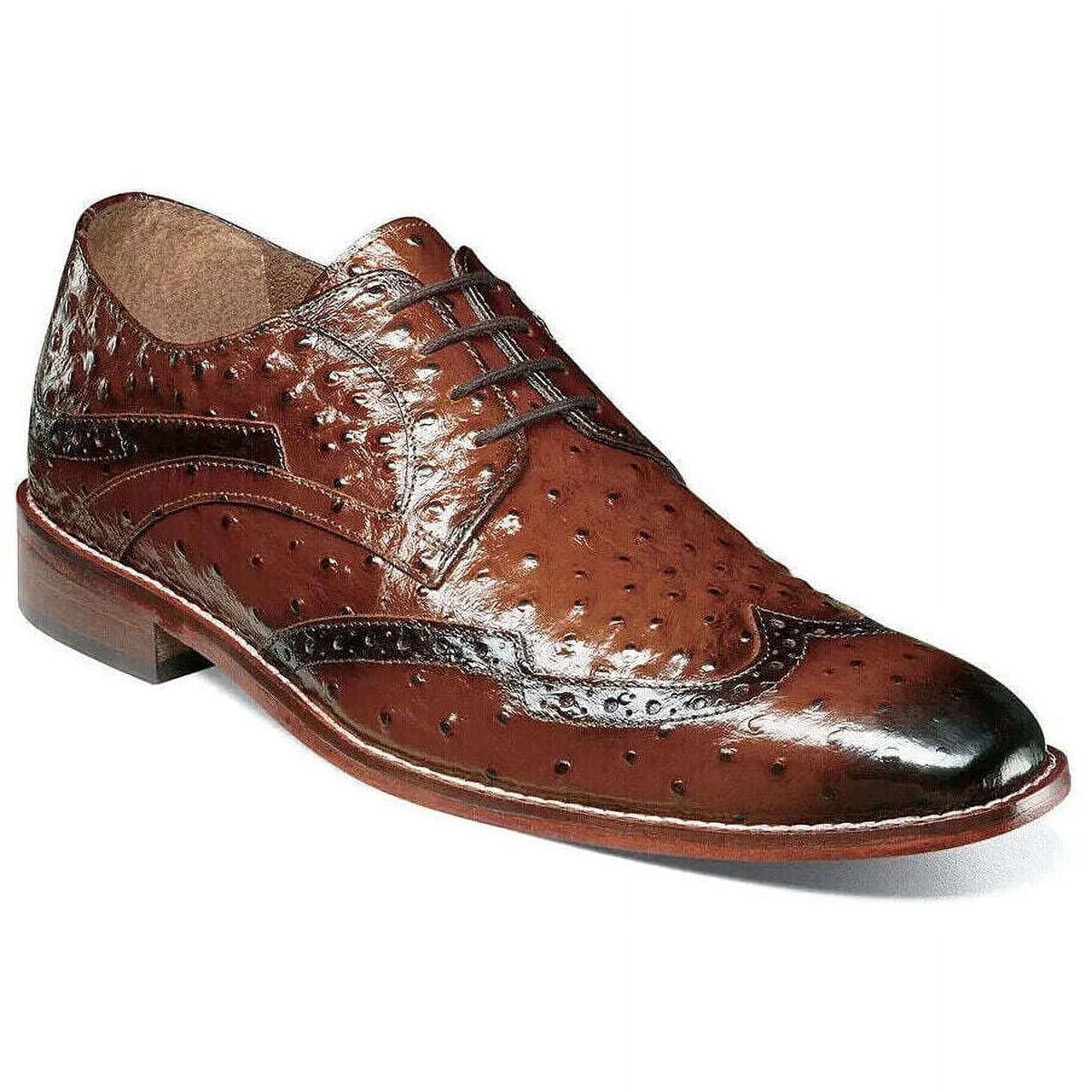 Stacy Adams Gennaro Wingtip Oxford Ostrich Print Leather Cognac 25537 ...