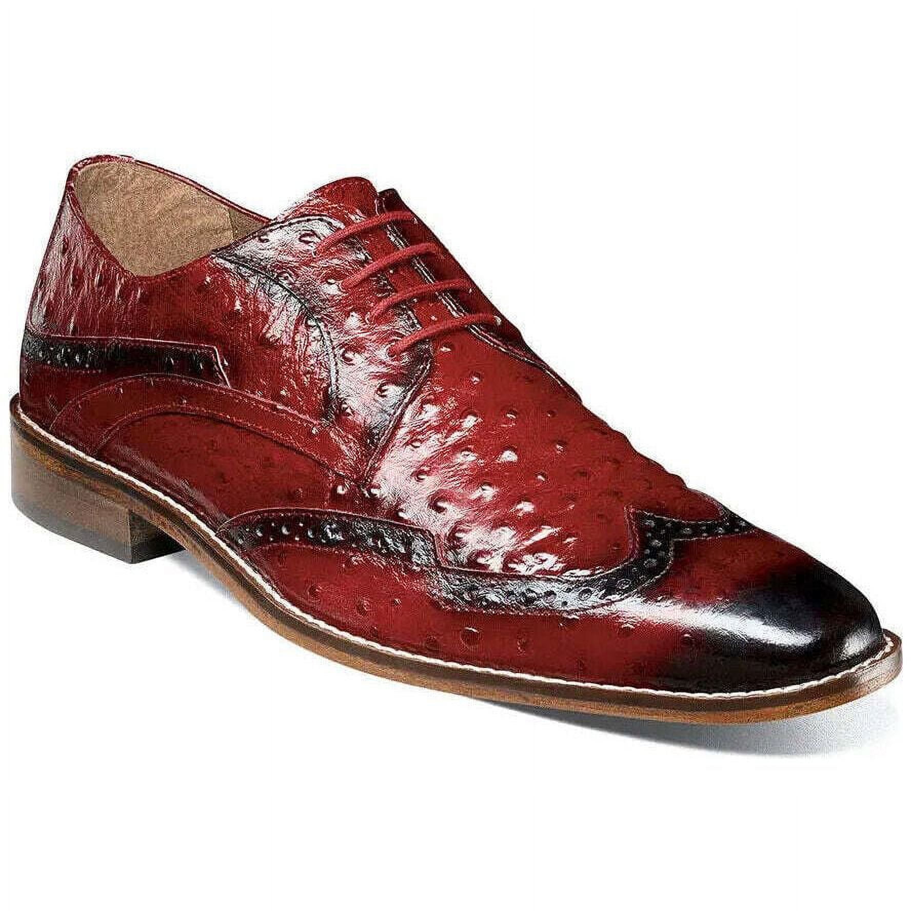 Stacy Adams Gennaro Wingtip Oxford Ostrich Print Leather Red 25537-600 ...