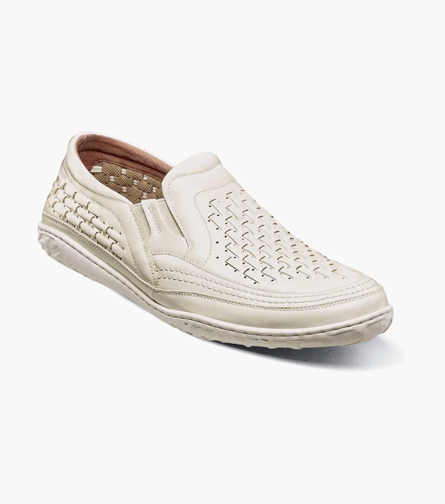 Stacy Adams Ithaca Moc Toe Slip On Men's Shoes White 25656-100 ...