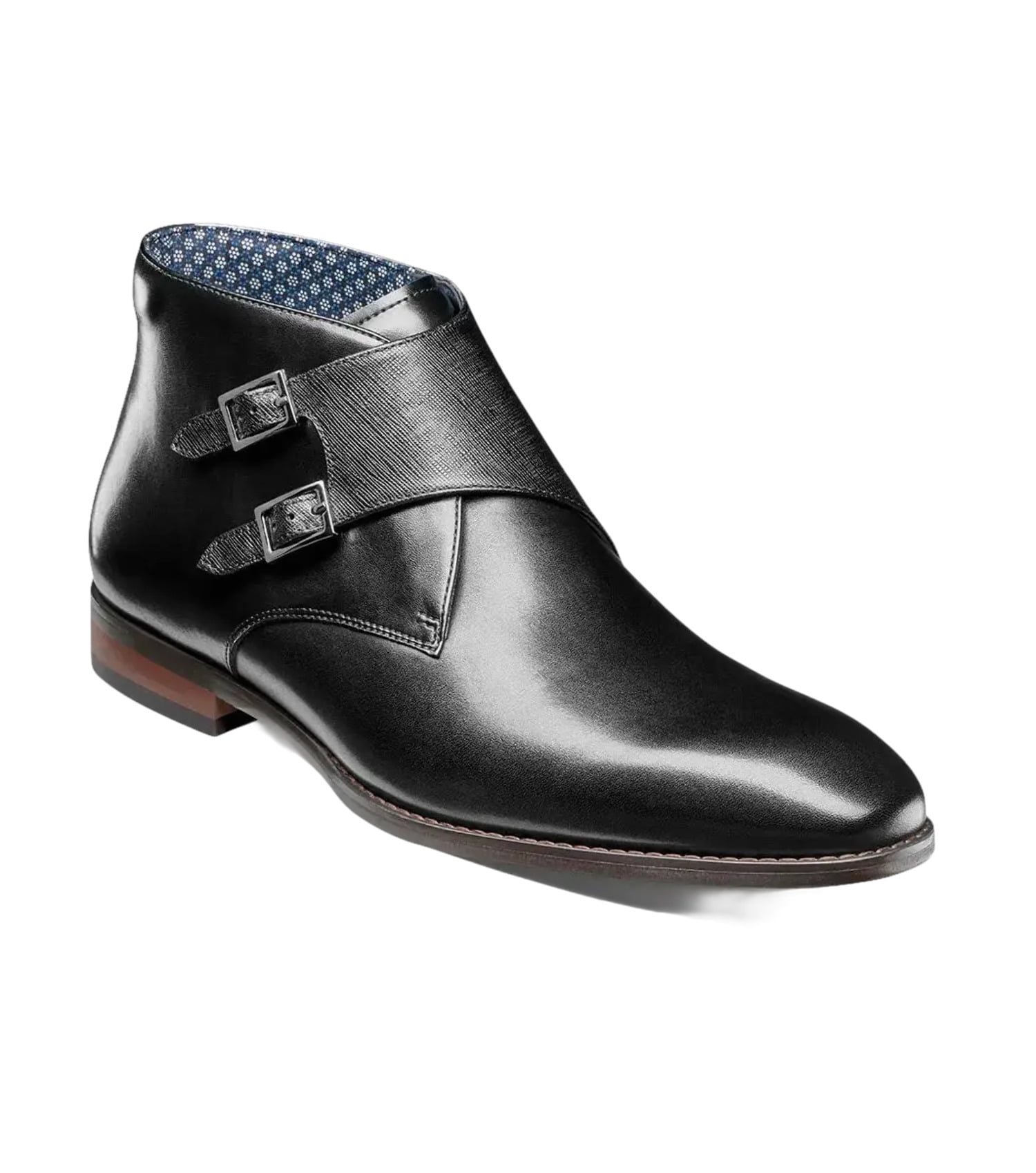 Stacy Adams Kaius Plain Toe Double Monk Strap Boot Black 25733-001 ...