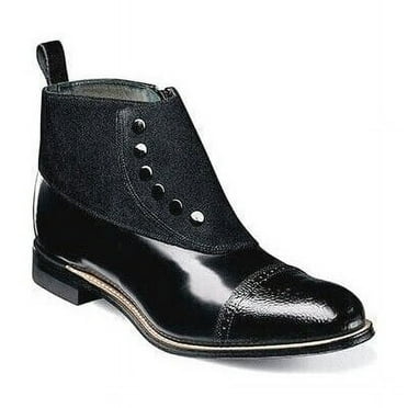 Men Stacy Adams Boot Madison Black White Biscuit Toe Zipper 00026-111 ...