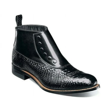 Men Stacy Adams Boot Madison Black White Biscuit Toe Zipper 00026-111 ...