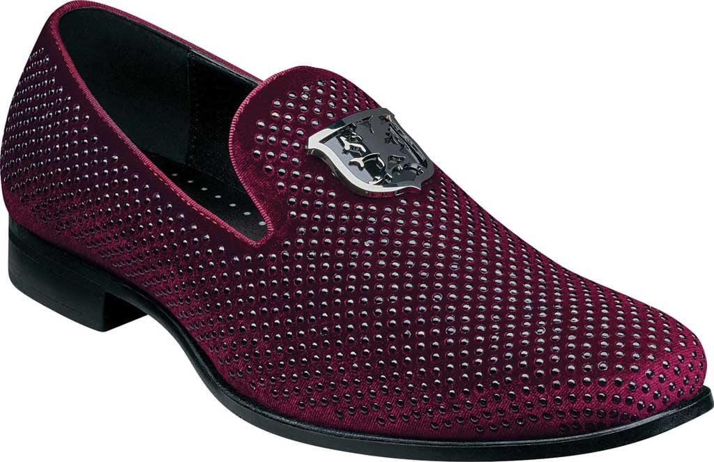 Stacy Adams Men Shoes Swagger Studded Slip On Satin Burgundy 25228-601 ...