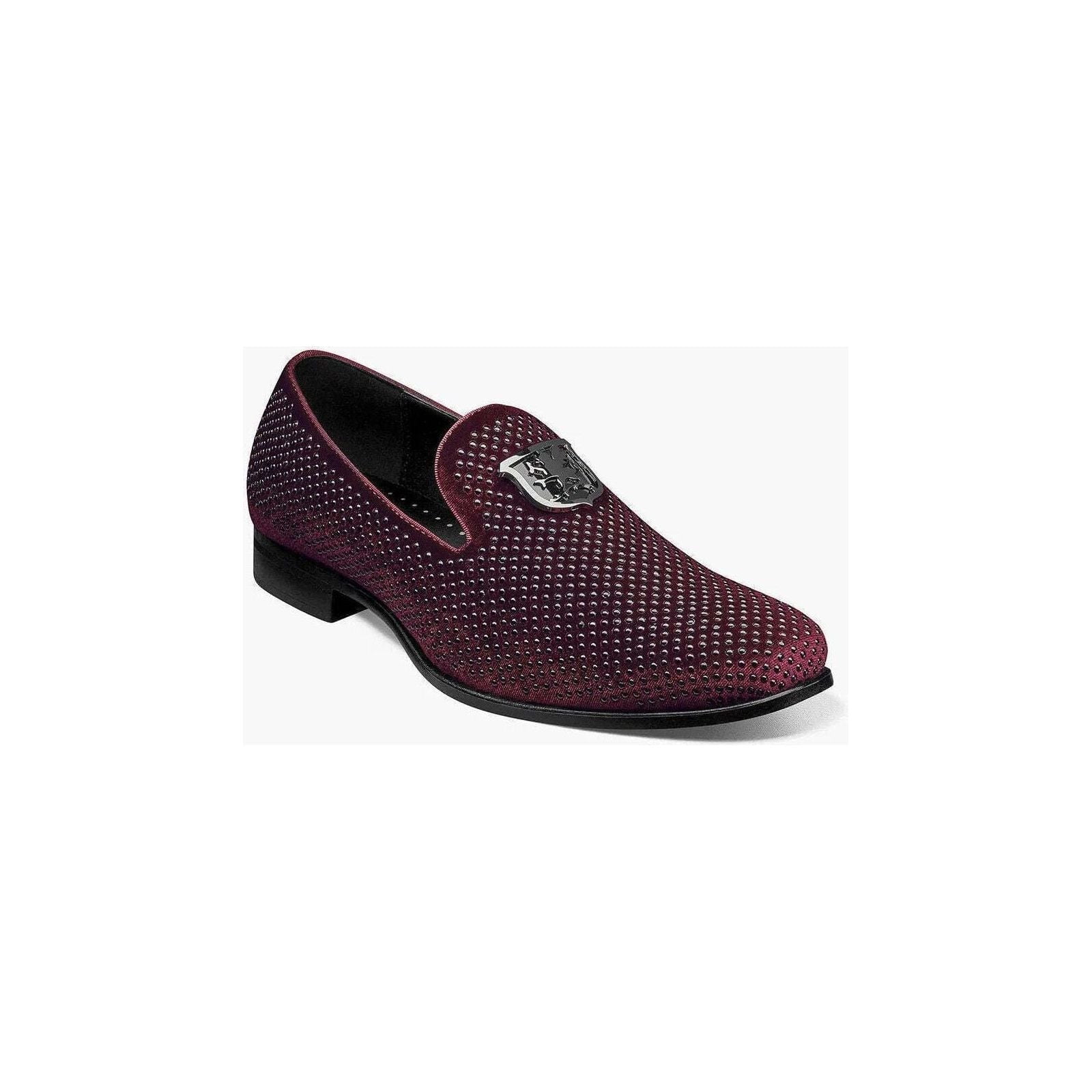 Stacy Adams Men Shoes Swagger Studded Slip On Satin Burgundy 25228-601 ...