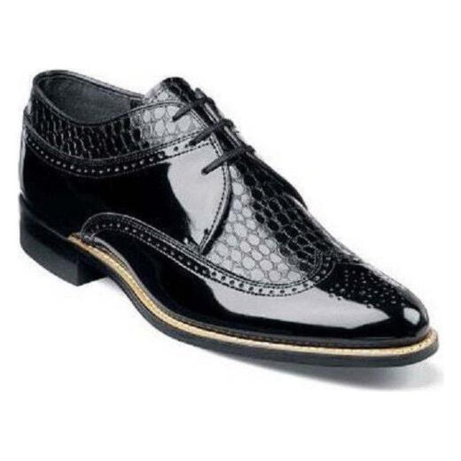 Stacy Adams Mens Black Shoes Dayton Wingtip Shiny Leather Tuxedo 00605 ...