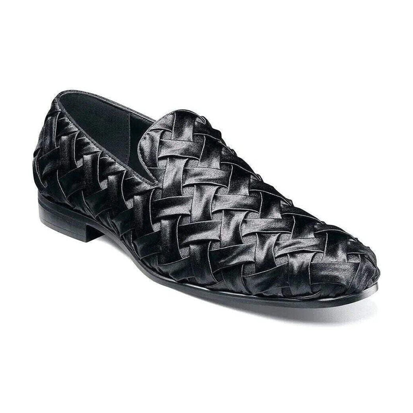 Stacy Adams Savoir Plain Toe Satin Slip On X-cross Texture Shoes Black ...
