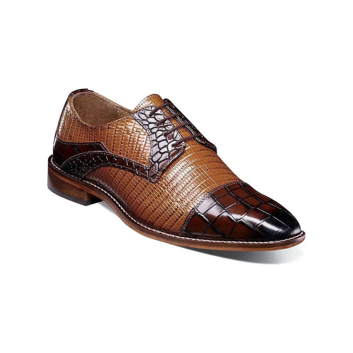 Stacy Adams Tedesco Cap Toe Oxford Lizard Leather Dress Shoes Brown ...