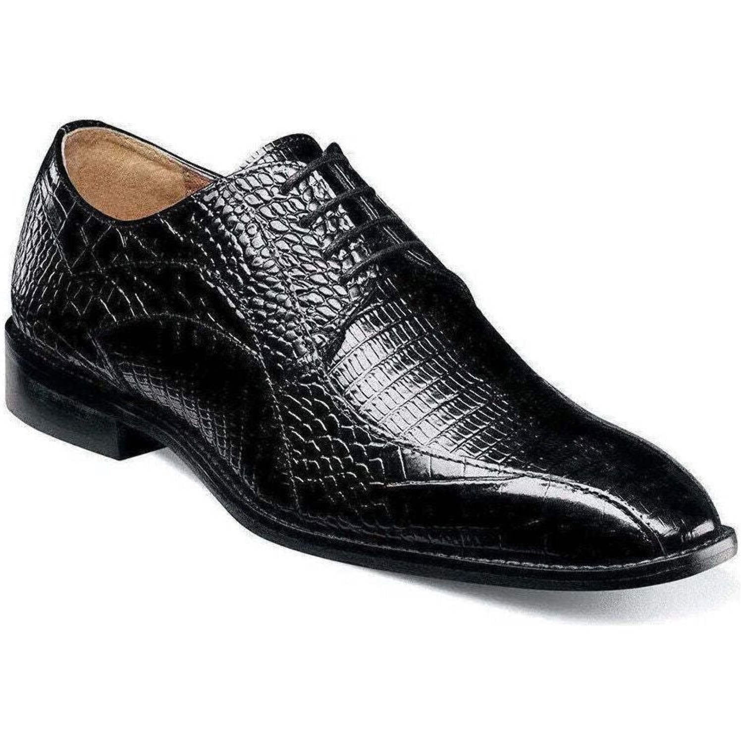 Stacy Adams Turano Bike Toe Oxford Croc Print Shoes Black 25576-001 ...