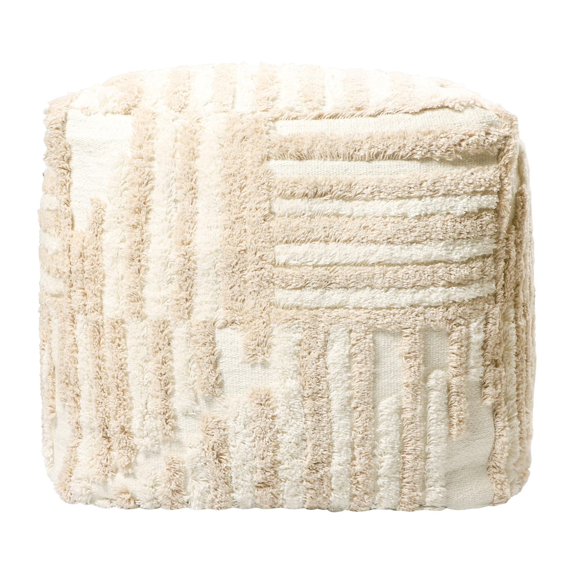 Stacy Garcia Square Geometric Over-tufted Cotton Medium-Sized Indoor Pouf, 18"x18"x18" - Walmart.com