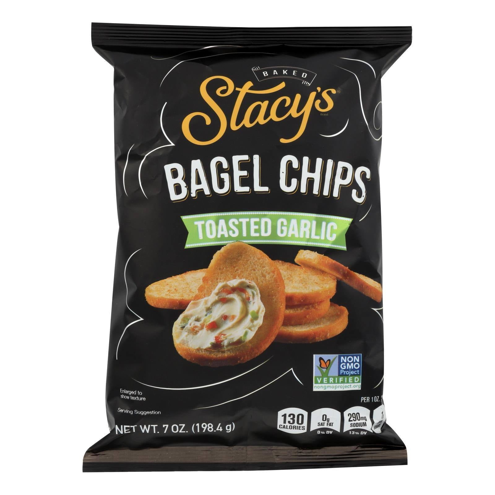 Stacy's Pita Chips Bagel Chips - Toastd Garlic - Case of 12 - 7 oz ...