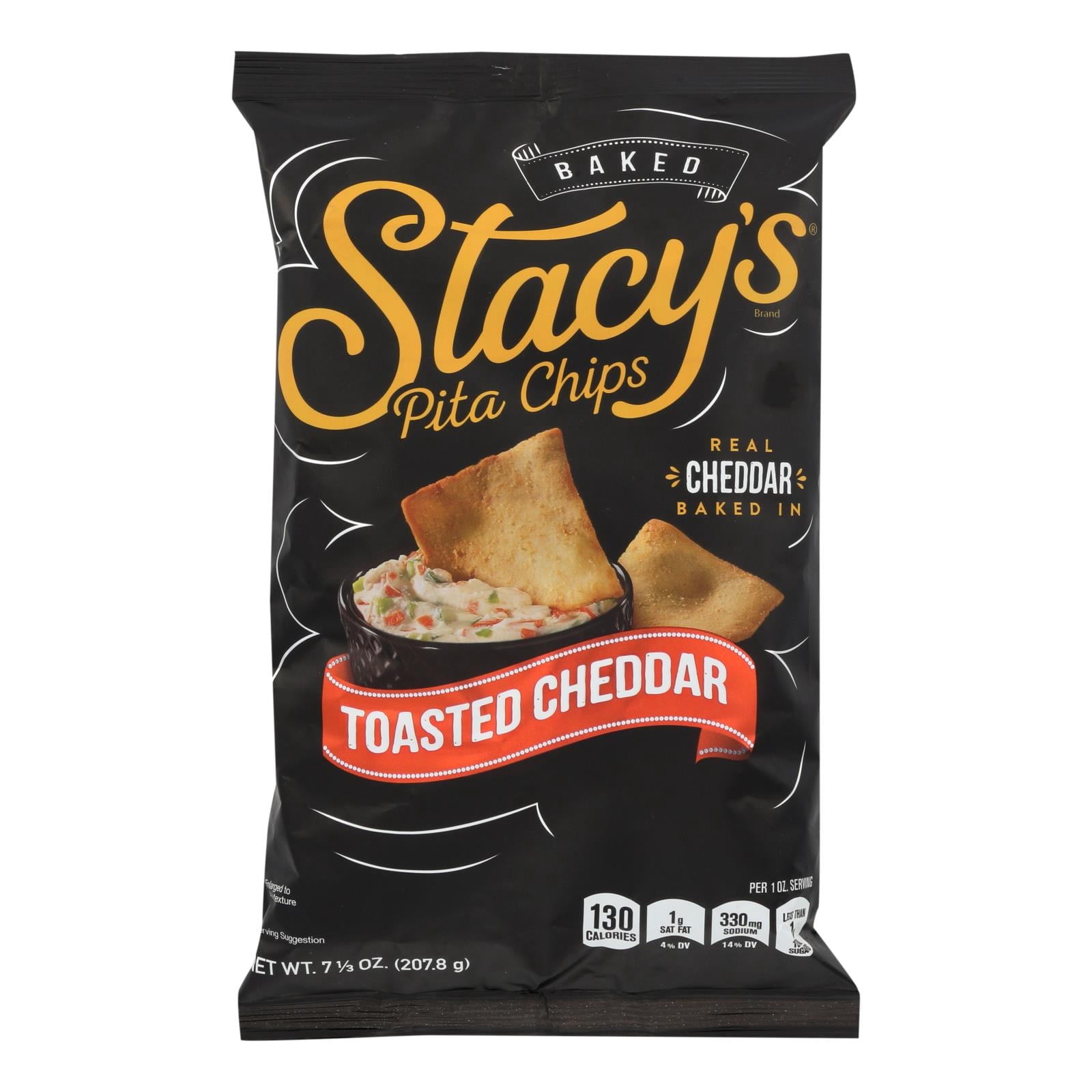 Stacy's Pita Chips - Toasted Cheddar - Case of 12 - 7.33 oz. - Walmart.com