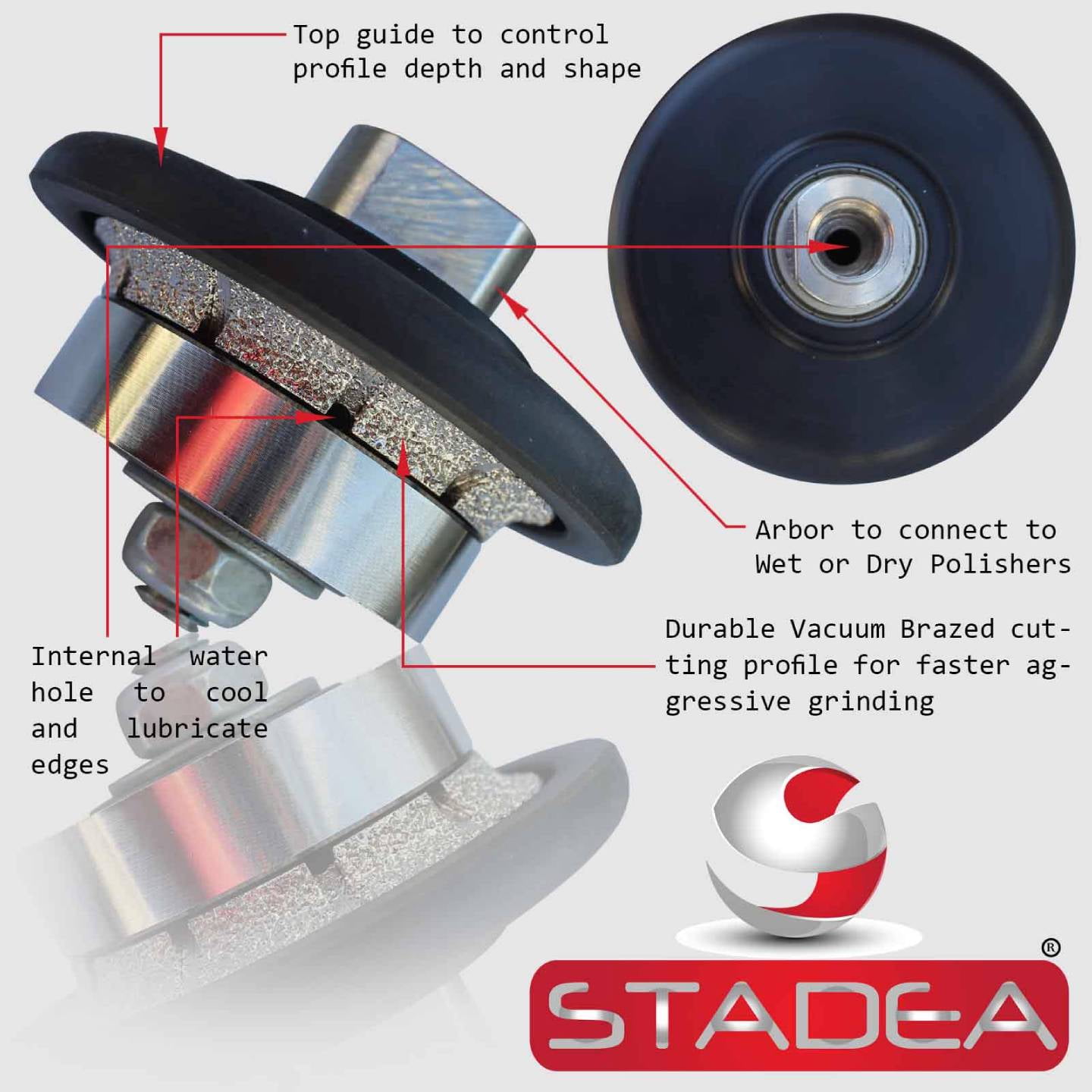 Stadea 3/16" Diamond Hand Profiler Profile Wheel Demi - Half Bullnose ...