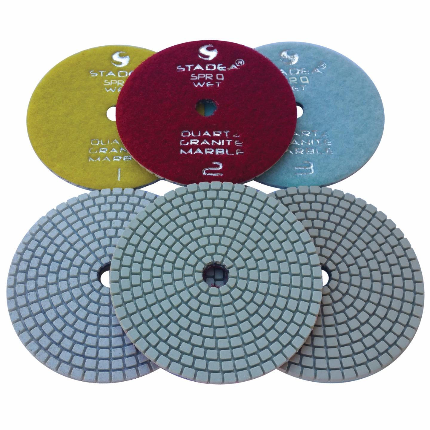 Stadea 4" Diamond Polishing Pads Three 3-Step Wet Pad For Quartz ...