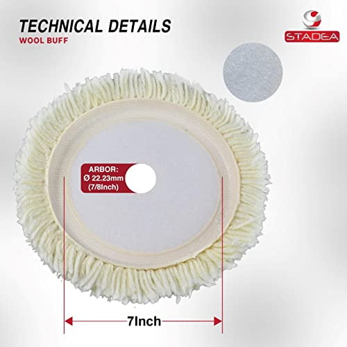 Stadea BFW101K 8" Wool Buffing Polishing Cutting Pad (Pack of 3) for ...